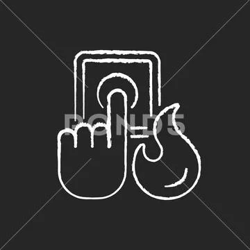 Fire alarm chalk white icon on black background Illustration #152761320
