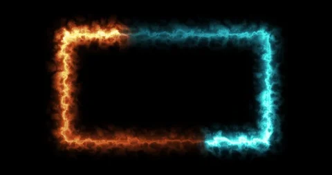 Fire and ice outline glowing rectangle f... | Stock Video | Pond5