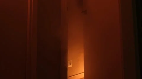 Fire in the apartment with smoke in the ... | Stock Video | Pond5
