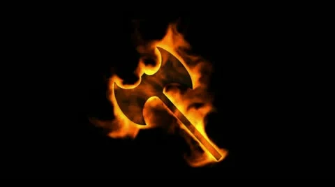 fire axe symbol,burning ancient arms. | Stock Video | Pond5