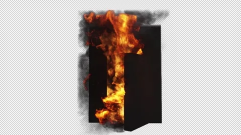 Fire burning behind wall and door with t... | Stock Video | Pond5