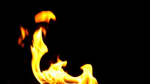 Fire like burning hell on Black Backgrou... | Stock Video | Pond5