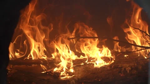 Fire burning inside a traditional Greek ... | Stock Video | Pond5
