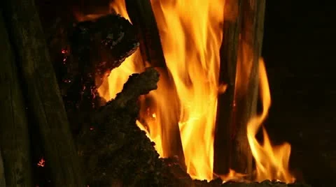Fire burning wood | Stock Video | Pond5