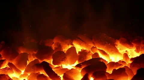 Fire of charcoal on black background | Stock Video | Pond5
