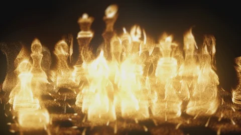 Fire Chess Pieces. 3D Animation. 4K. | Stock Video | Pond5