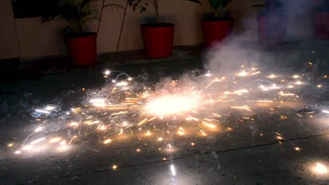 Fire cracker chakri (chakra) spinning on... | Stock Video | Pond5