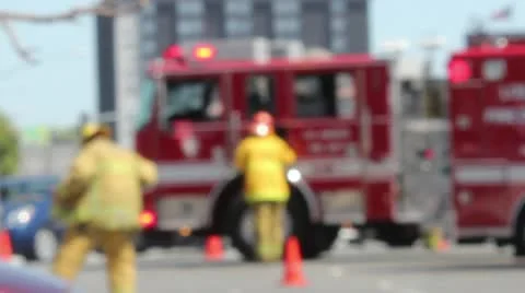 Fire Department At Accident Scene | Stock Video | Pond5