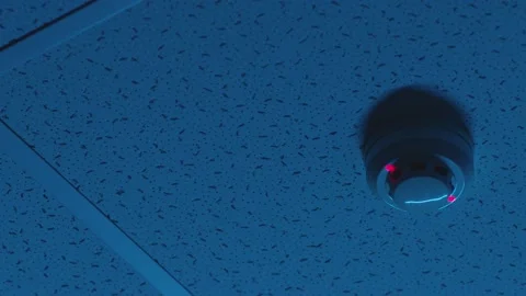 Fire Detection Sensor hangs on roof insi... | Stock Video | Pond5