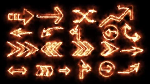 fire effect arrow set animation on black... | Stock Video | Pond5