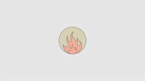 Fire element symbol 2D cartoon round sti... | Stock Video | Pond5