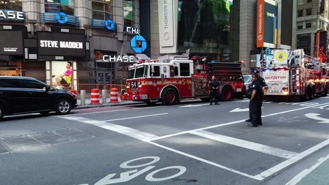 Fire emergency in the Times Square, New ... | Stock Video | Pond5
