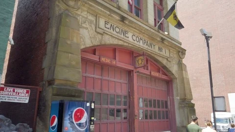 Fire engine company number 1 of downtown... | Stock Video | Pond5