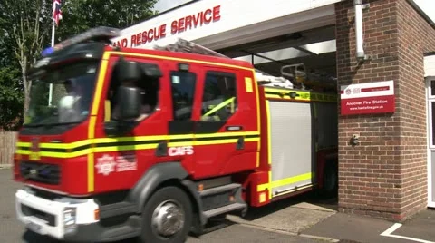Fire Engine Leaving Fire Station With Bl... | Stock Video | Pond5