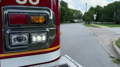 Fire engine sirens and flashing lights. ... | Stock Video | Pond5