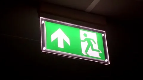 Fire Exit Green Stickman Sign Notice Sym... | Stock Video | Pond5