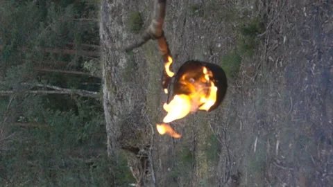 Fire explosion with sparks on forest bac... | Stock Video | Pond5