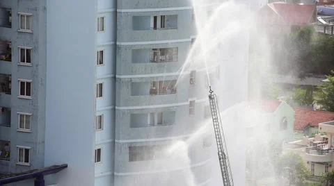fire fighting in high rise building | Stock Video | Pond5