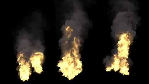 Fire flame and smoke on black background... | Stock Video | Pond5