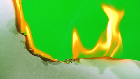 Fire flame burning paper on green screen... | Stock Video | Pond5