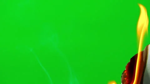 Fire flame burning paper on green screen... | Stock Video | Pond5