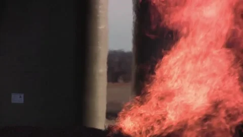 fire flame close up, oil field flare nea... | Stock Video | Pond5