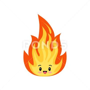 Fire flame emoji cute character isolated on a white background. ~ Clip ...