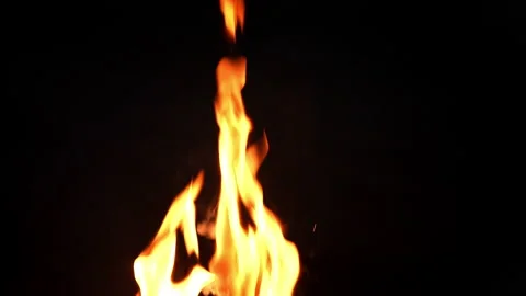 Fire flame glowing slow motion on black ... | Stock Video | Pond5