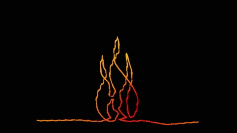 Fire, flame, self drawing animation. Lin... | Stock Video | Pond5