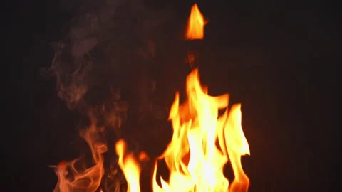 Fire flame slow motion on black screen b... | Stock Video | Pond5