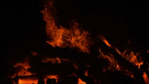 Fire flames on black background, Blaze f... | Stock Video | Pond5
