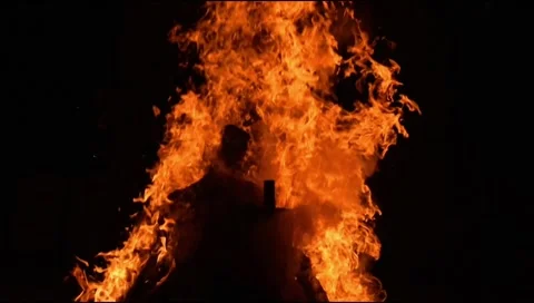Fire flames on black background, Blaze f... | Stock Video | Pond5