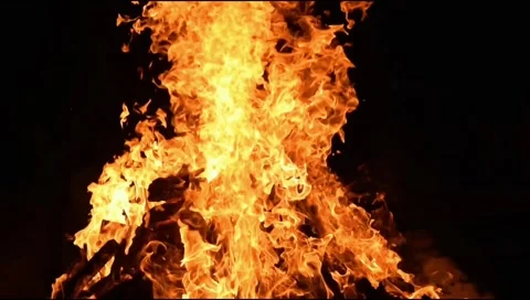 Fire flames on black background, Blaze f... | Stock Video | Pond5