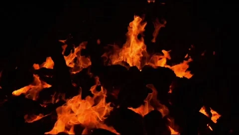 Fire flames on black background, Blaze f... | Stock Video | Pond5