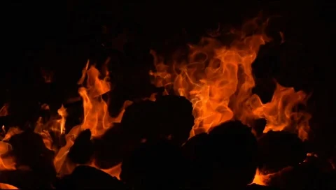 Fire flames on black background, Blaze f... | Stock Video | Pond5