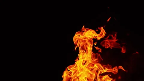 Fire flames, smoke and tiny sparks flyin... | Stock Video | Pond5
