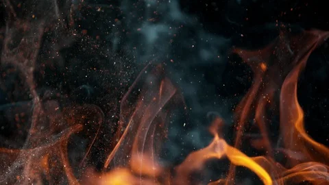 Fire flames with sparkles, shooting on h... | Stock Video | Pond5