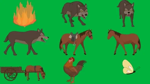 fire green background animation wolf scr... | Stock Video | Pond5