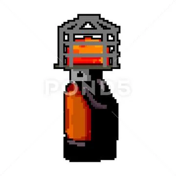 Fire heater gas game pixel art vector illustration ~ Clip Art #241450155