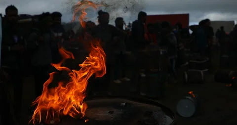 Fire at Hindu Cremation place Vaikunta M... | Stock Video | Pond5