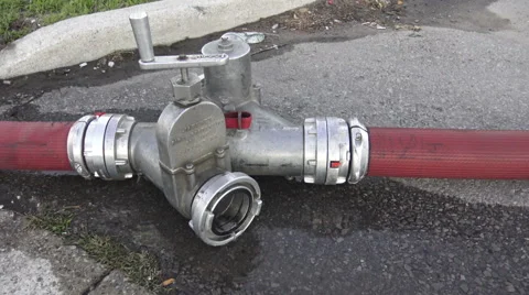 Fire hose extension with fire hose attac... | Stock Video | Pond5