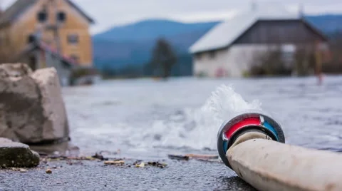 Fire hose pumping water in to flooded ar... | Stock Video | Pond5