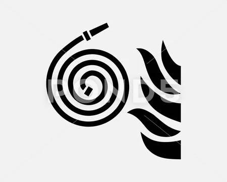 Fire Hose Reel Extinguisher Flame Suppression Equipment Icon Sign ...