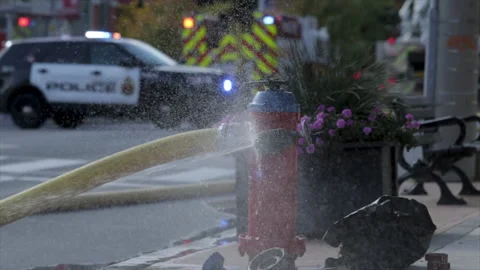 Fire hydrant spraying water close up pol... | Stock Video | Pond5