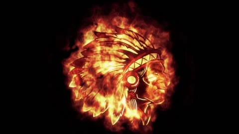 Fire Indian Warrior Face Logo Looping An... | Stock Video | Pond5