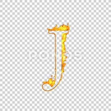 Fire letter J isolated on transparent background, 3d illustration ...