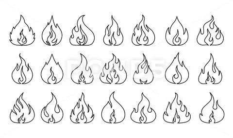 Fire line icon. Flame outline symbol for warning sign. Web interface ...