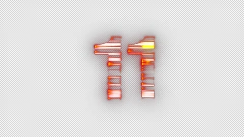 Fire number 11 with glitch effect and al... | Stock Video | Pond5
