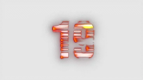 Fire number 19 with glitch effect and al... | Stock Video | Pond5