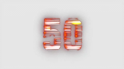 Fire number 50 with glitch effect and al... | Stock Video | Pond5